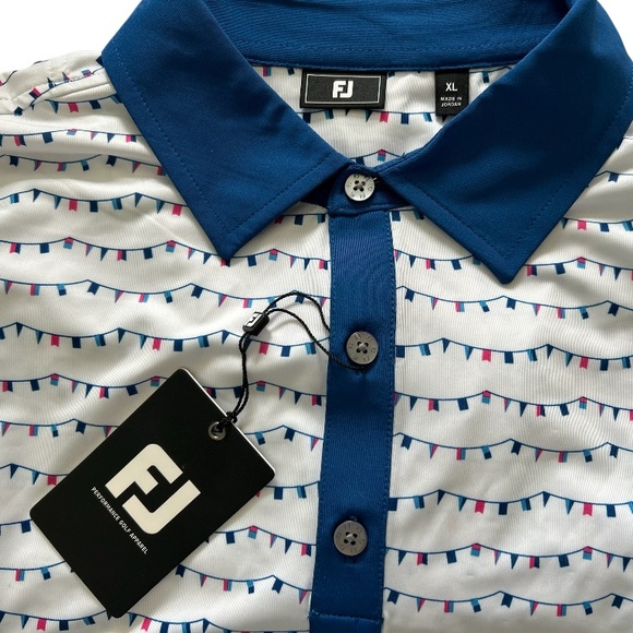 FootJoy | Shirts | New Mens Fj Footjoy Flag Banner Golf Polo Shirt Xl ...